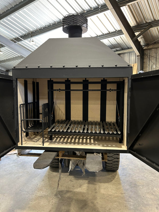 Fireplace with BBQ Grill Insert and Storage