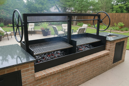 Split Argentine Built-In BBQ Grill with Steel Firebox | Free Tool Set ...
